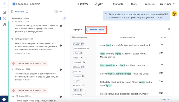 Overview of Metrics & Measures used in Remesh to organize and analyze data